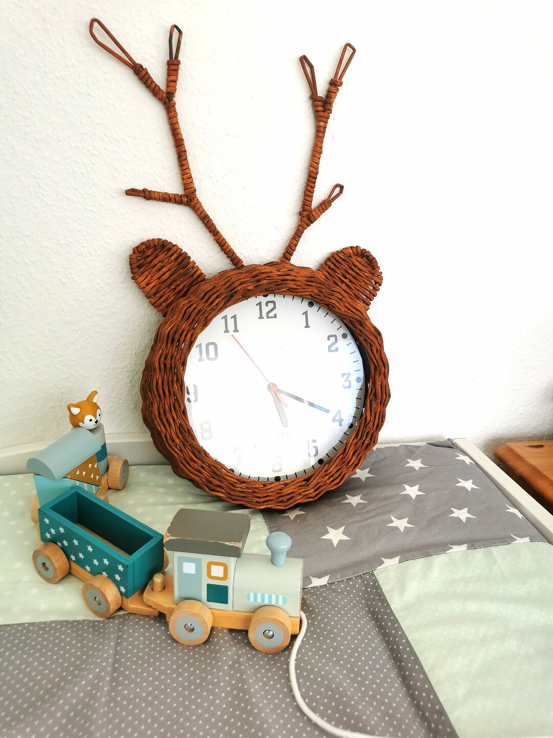 Braided Wall Clock Children's Room Clock Decoration Animal Gift Boy ...