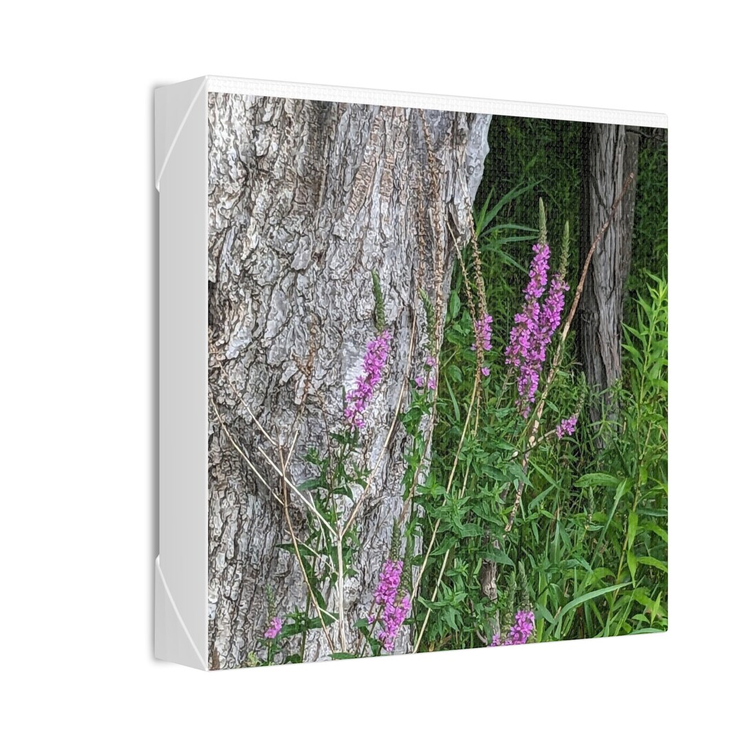 Purple Loosestrife Wildflower & Trees Nature Print Stretched Canvas - Etsy