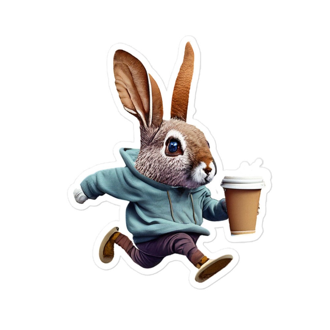 Vinyl Sticker - Café Critters : Jacked on Java (V01) - Jack Rabbit ...