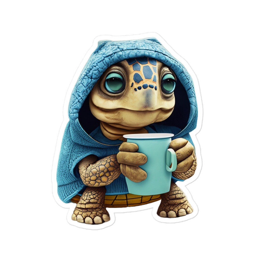 Vinyl Sticker - Café Critters : Savoring a SLOW Brew (V02) - Tortoise ...