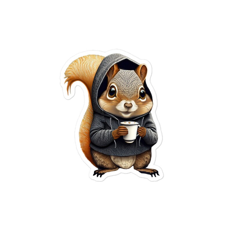 Vinyl Sticker - Café Critters : Getting Squirrely - Squirrel Drinking ...