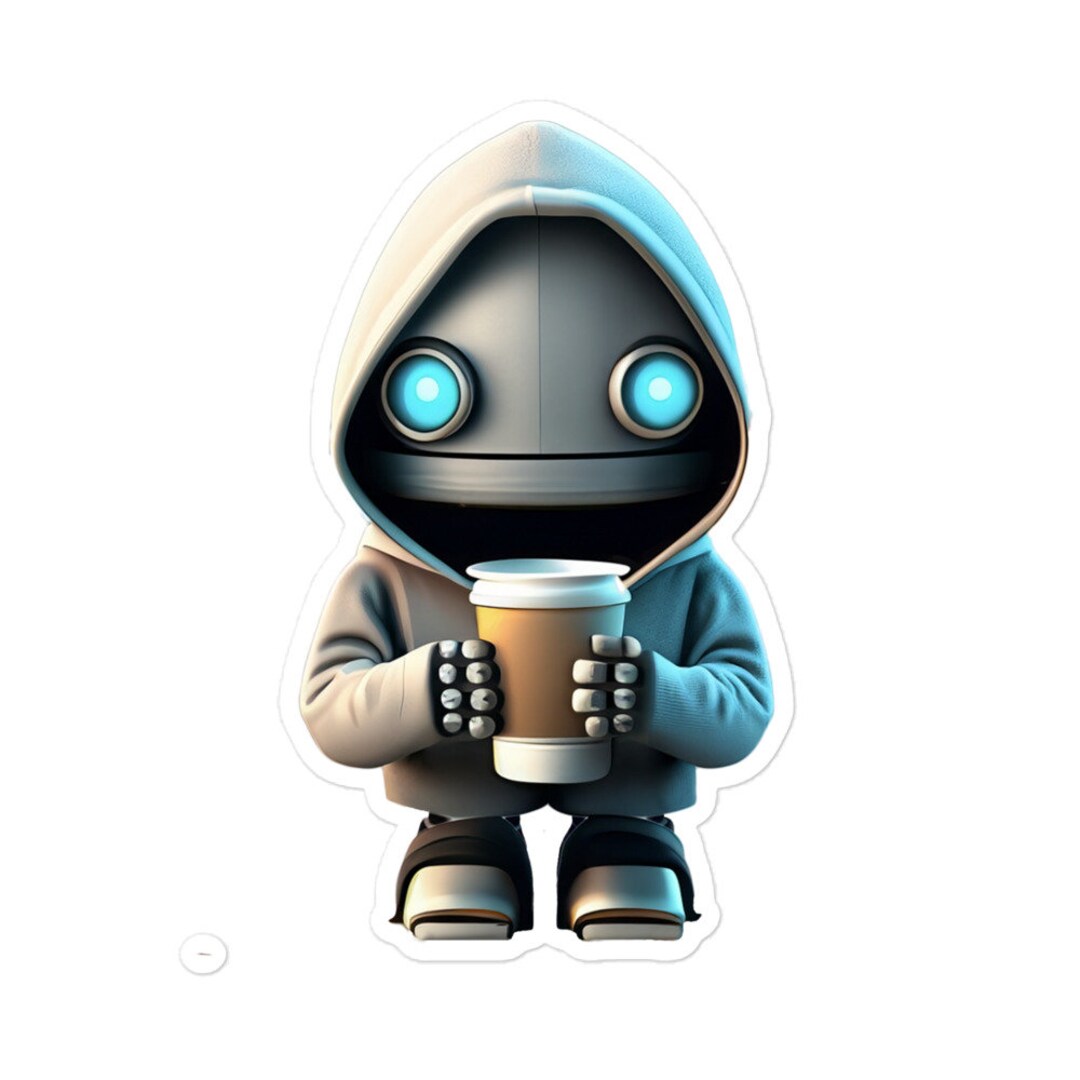 Vinyl Sticker - Café Critters : Bot Brew Crew (V02) - Robot Drinking ...