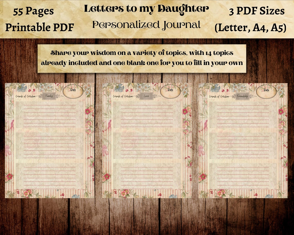 LETTERS TO DAUGHTER Journal Printable Vintage Junk Journal - Etsy