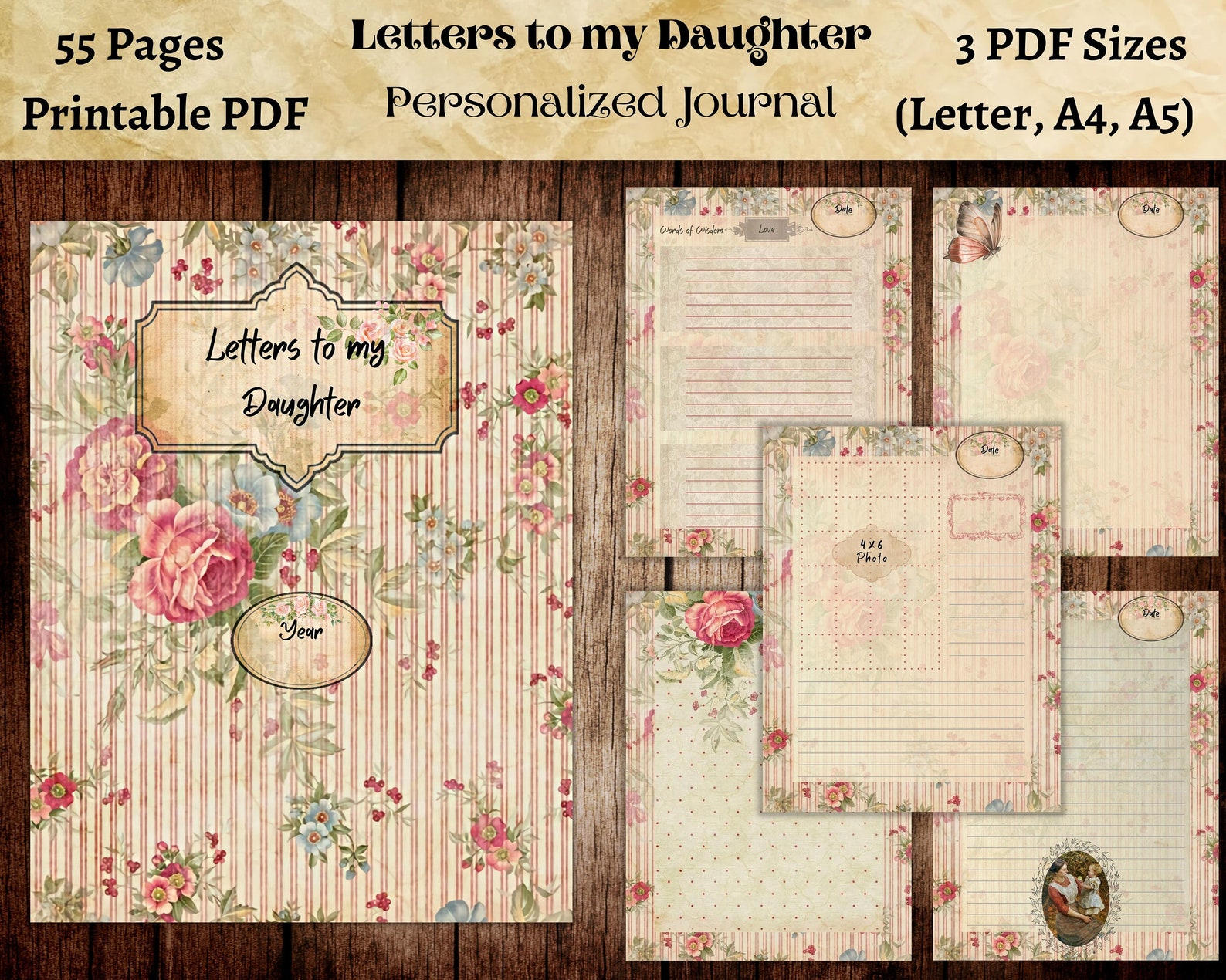 LETTERS TO DAUGHTER Journal Printable Vintage Junk Journal - Etsy