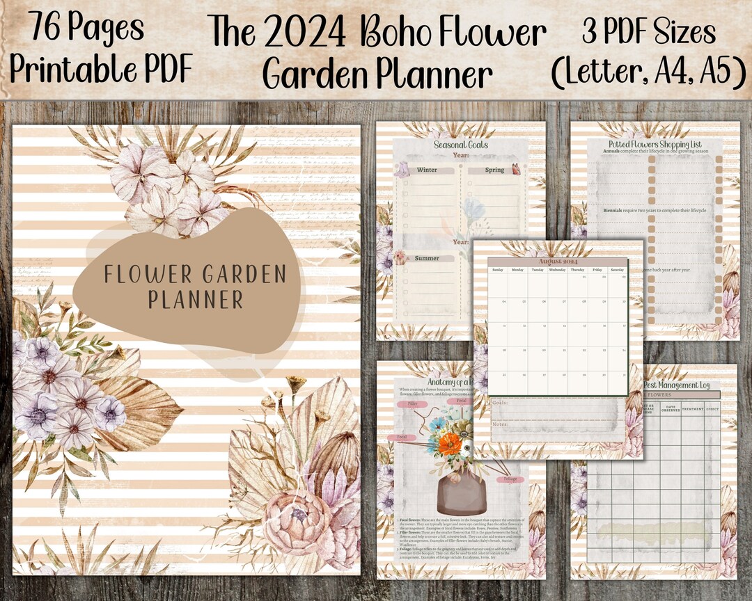 BOHO FLOWER GARDEN Planner, Pdf Boho Garden Journal, Cut Flower Garden ...