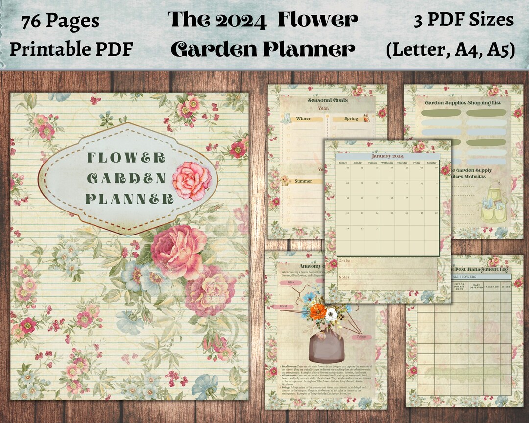 FLOWER GARDEN PLANNER, Printable Garden Journal, Cut Flower Garden ...