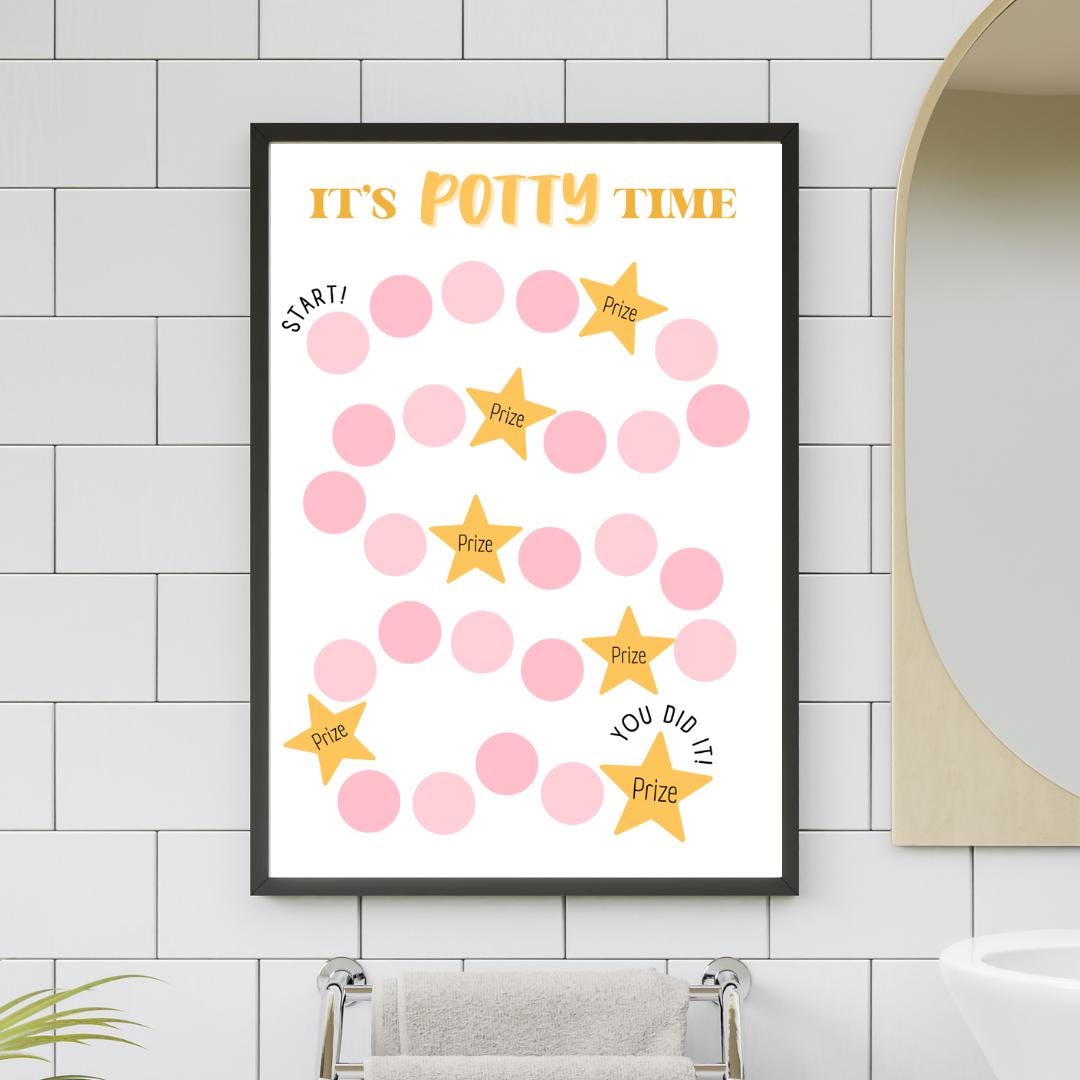 Pink Printable Potty Training Chart | Toddler Potty Chart for Girls ...