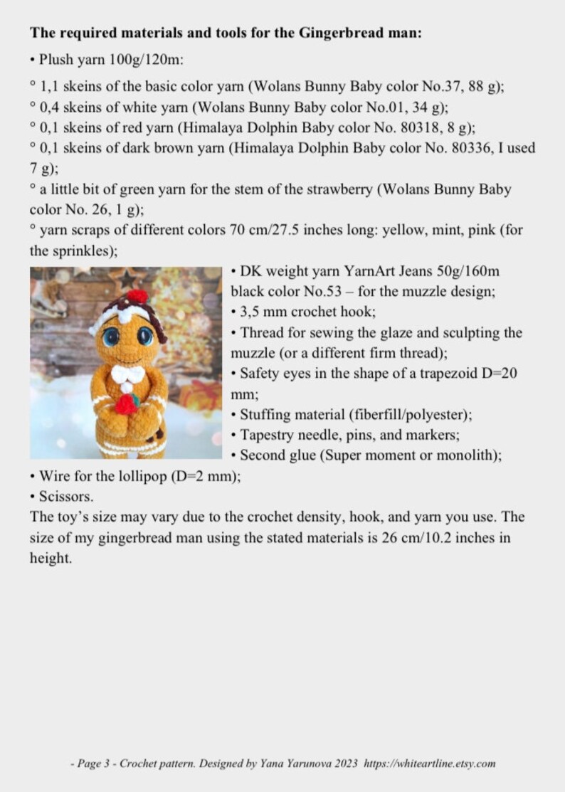 Gingerbread Crochet Pattern PDF File in ENG, Christmas Amigurumi Plush ...