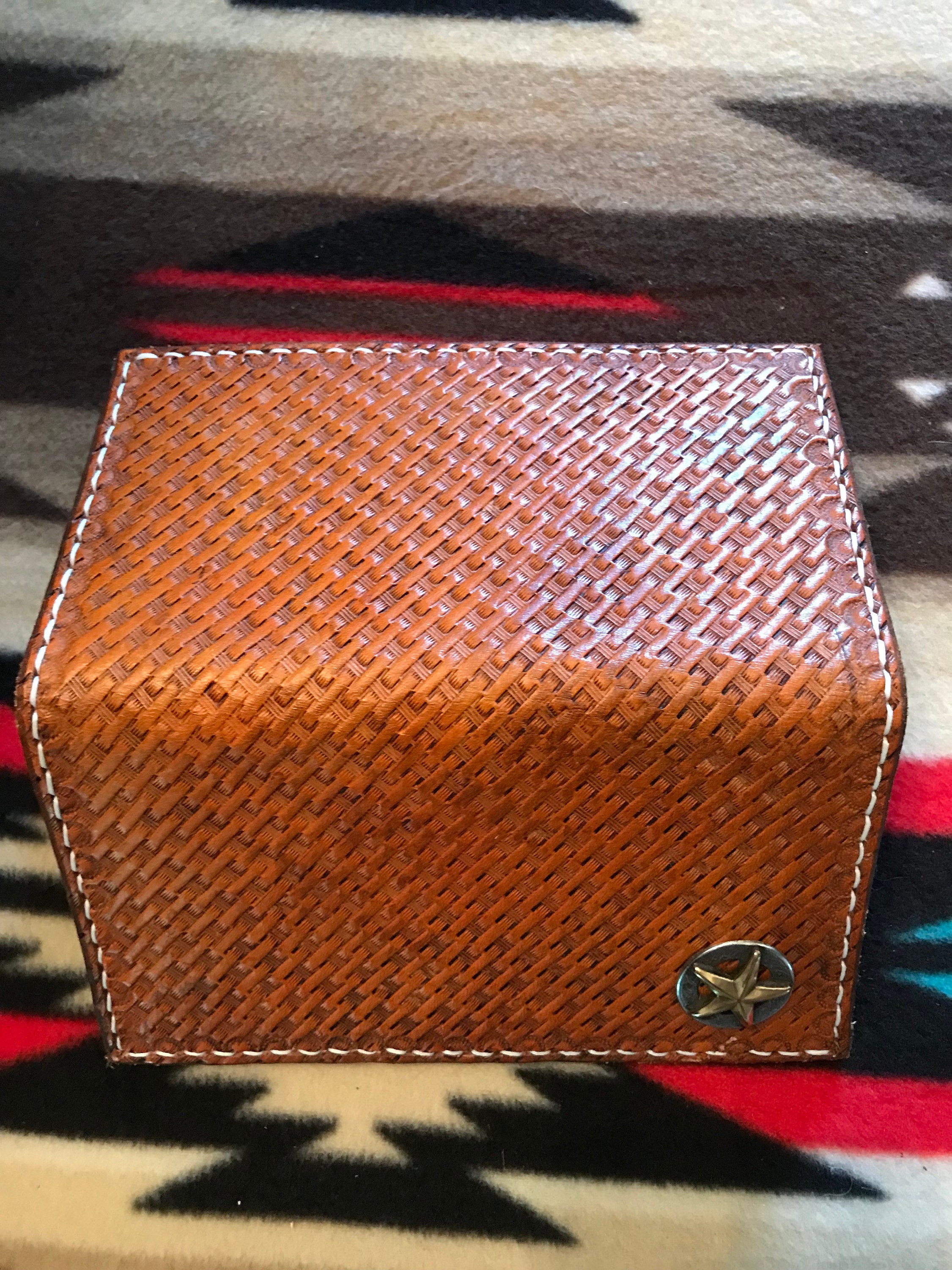 Handmade Leather With Basket Weave Stamp Checkbook Cover - Etsy