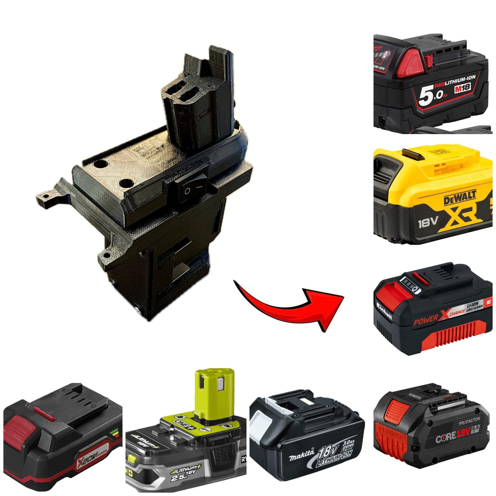 Dyson V6 V7 V8 Double Battery Adapter to Parkside/ryobi/makita/dewalt ...