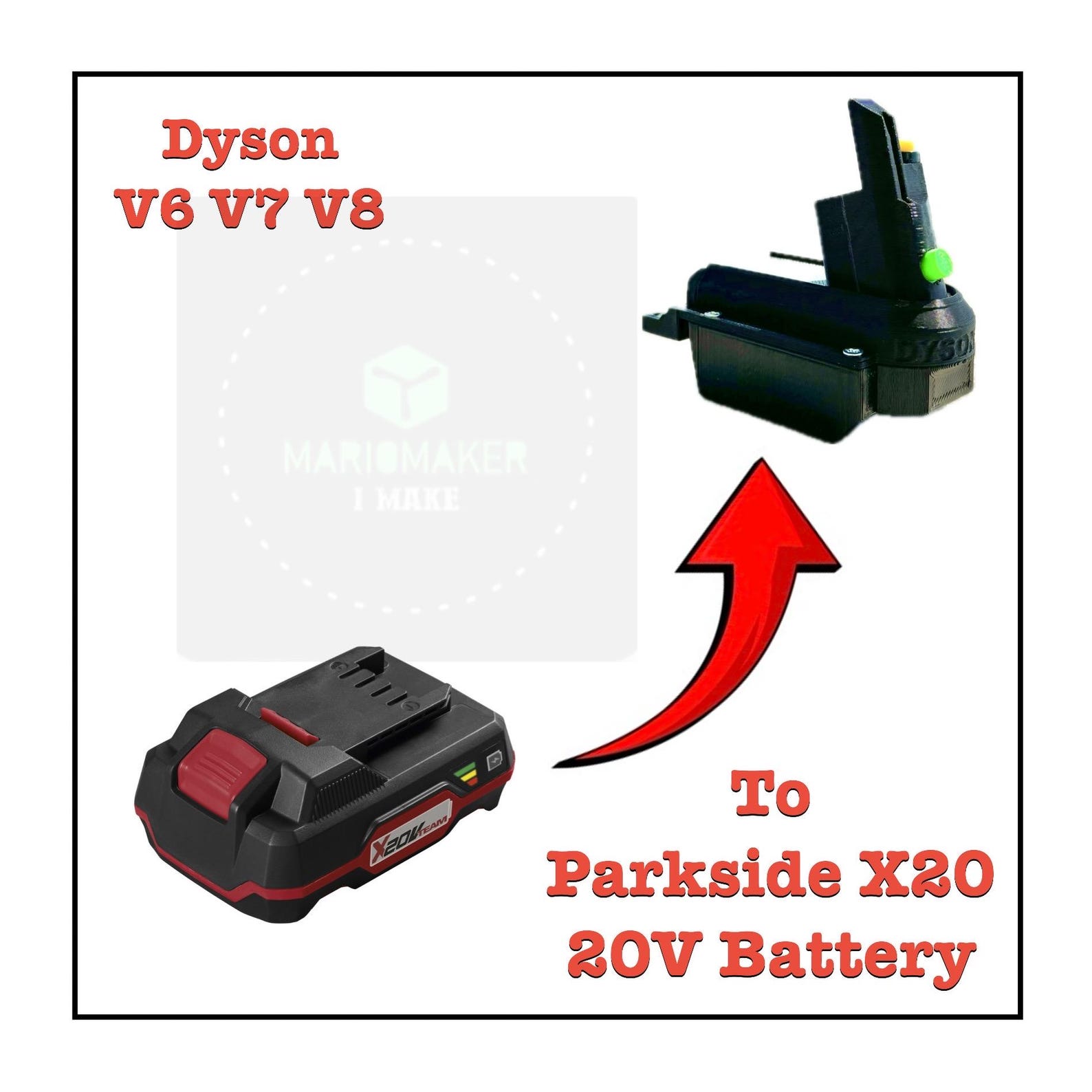 Dyson V6 V7 V8 Battery Adapter: Ryobi, Parkside, Makita, Dewalt ...