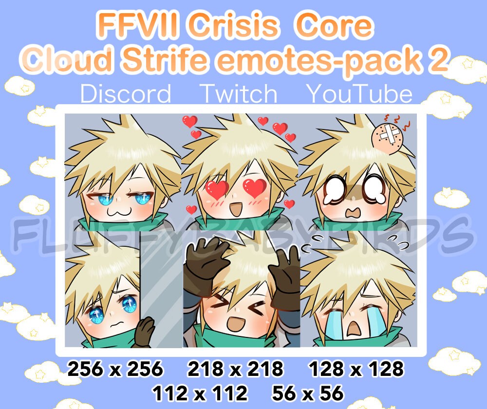 6 Emotes Chibi FF7 CC Ver. Cloud Strife Pack 2 digital Download for ...
