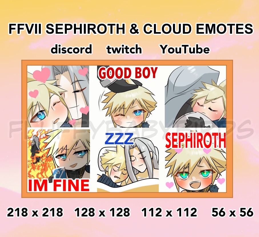 6 Emotes- Chibi FFVII Sephiroth & Cloud Pack (twitch, Discord, Youtube ...