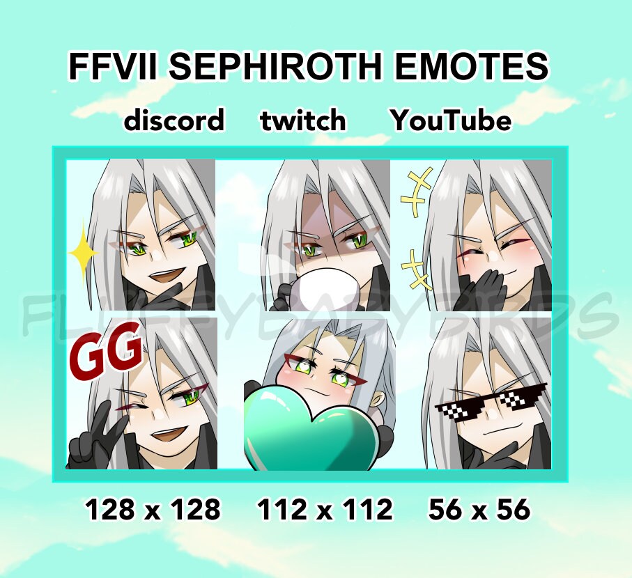 6 Emotes Chibi FF7 Sephiroth Emote Pack digital Download - Etsy