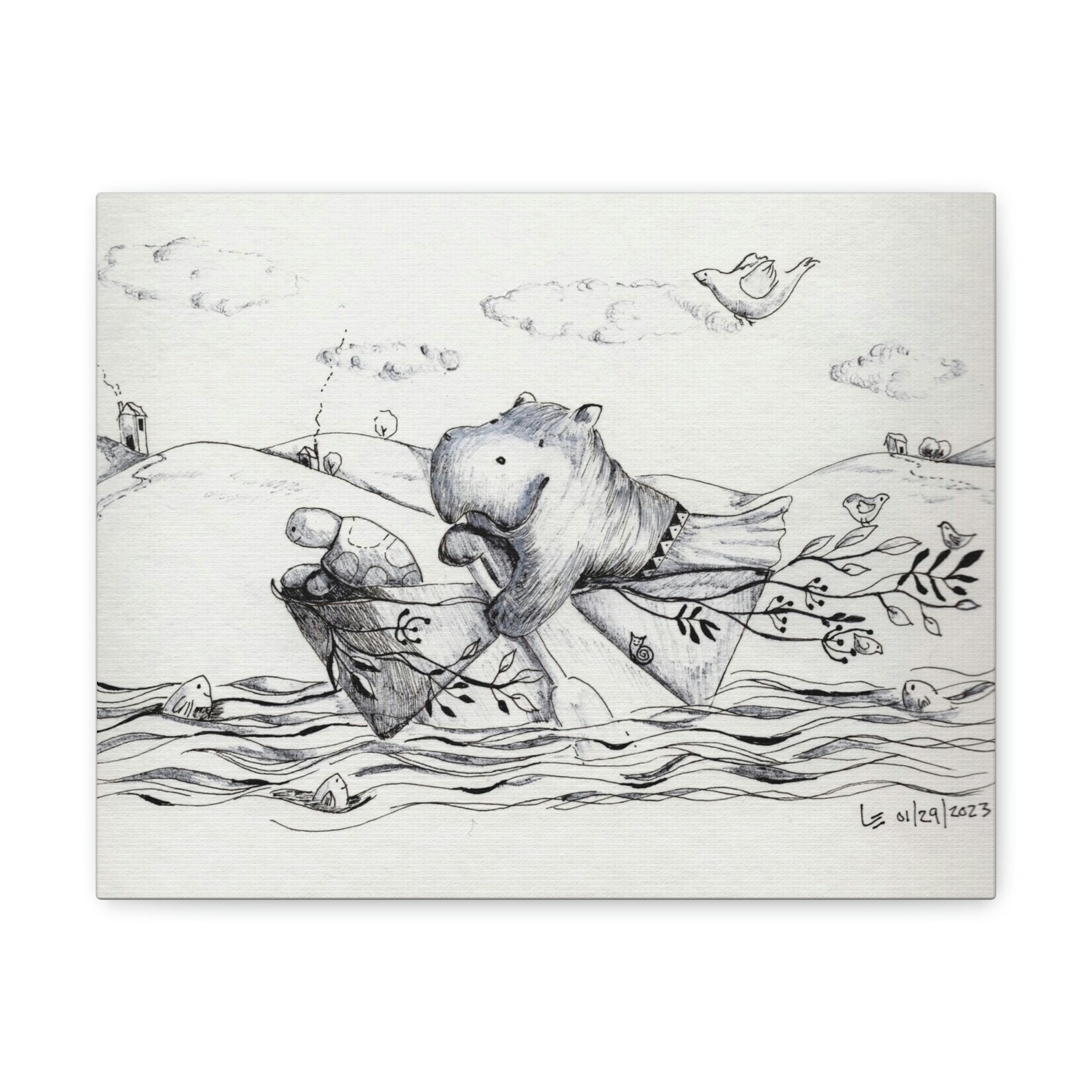 Paddling BW Canvas Gallery Wraps - Etsy