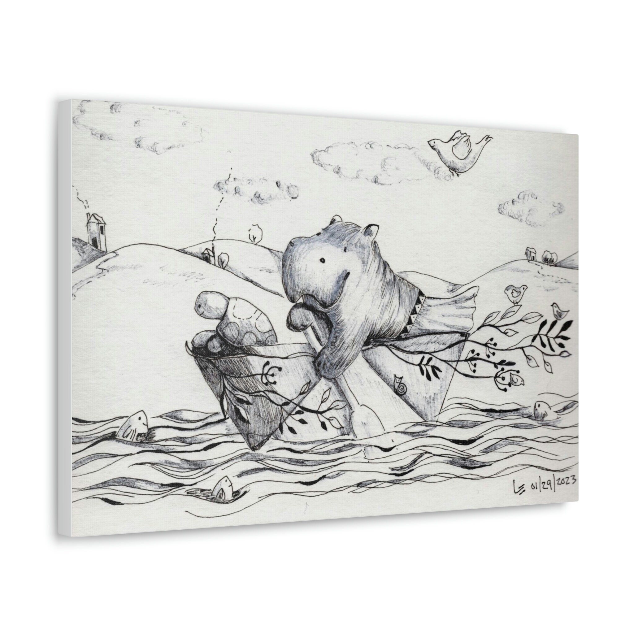 Paddling BW Canvas Gallery Wraps - Etsy