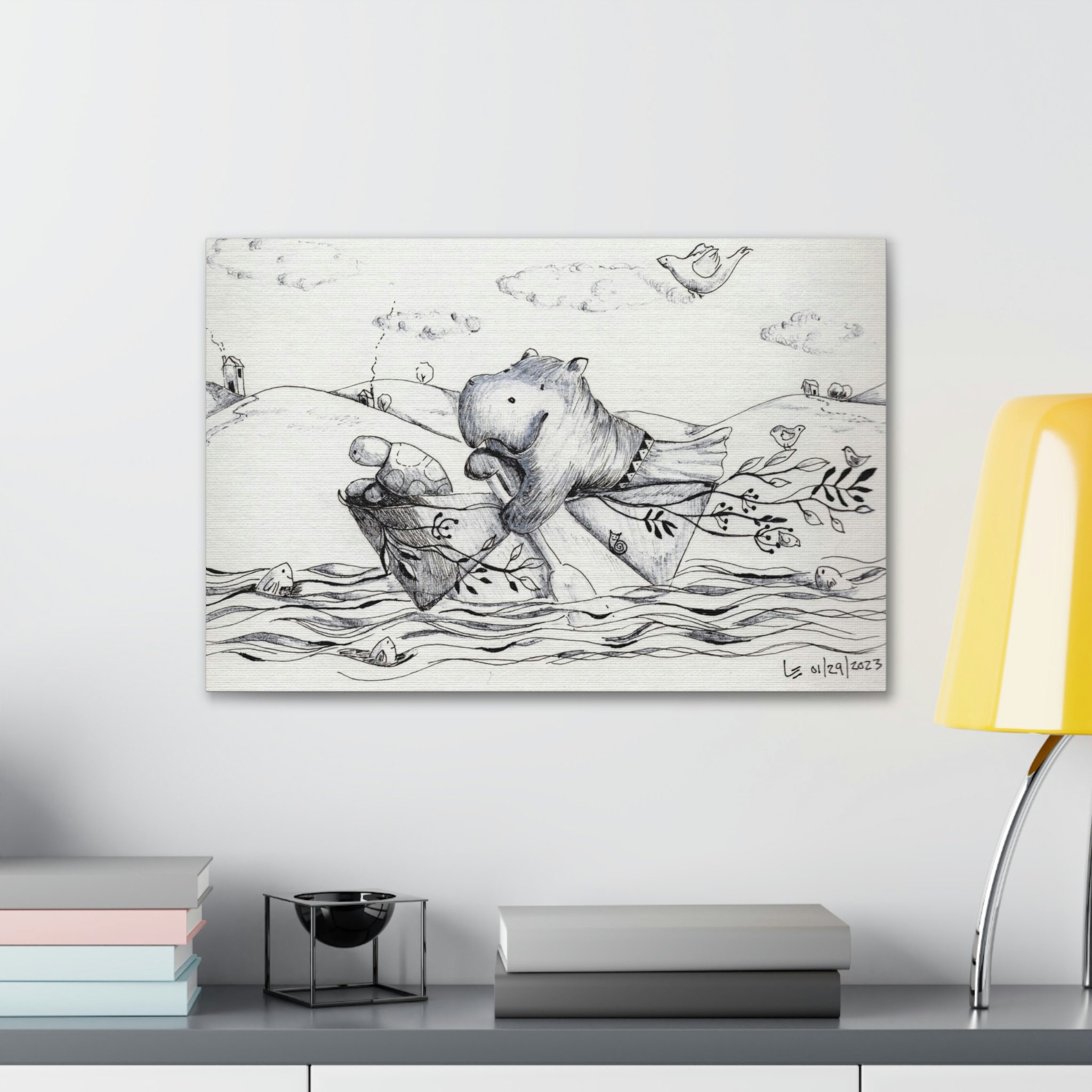 Paddling BW Canvas Gallery Wraps - Etsy