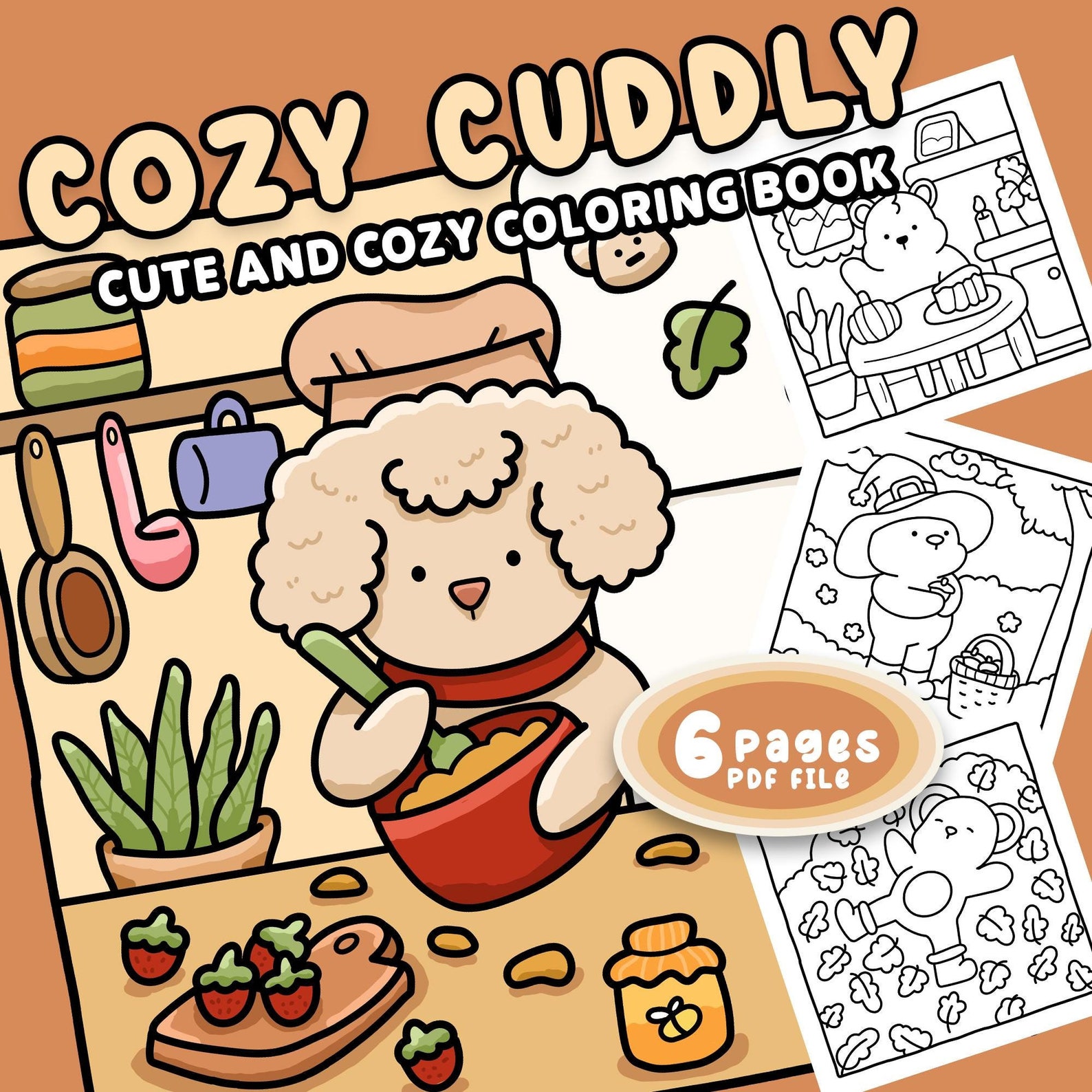 Cute Animal Coloring Pages: Cozy Cuddly Characters, Set One (PDF ...