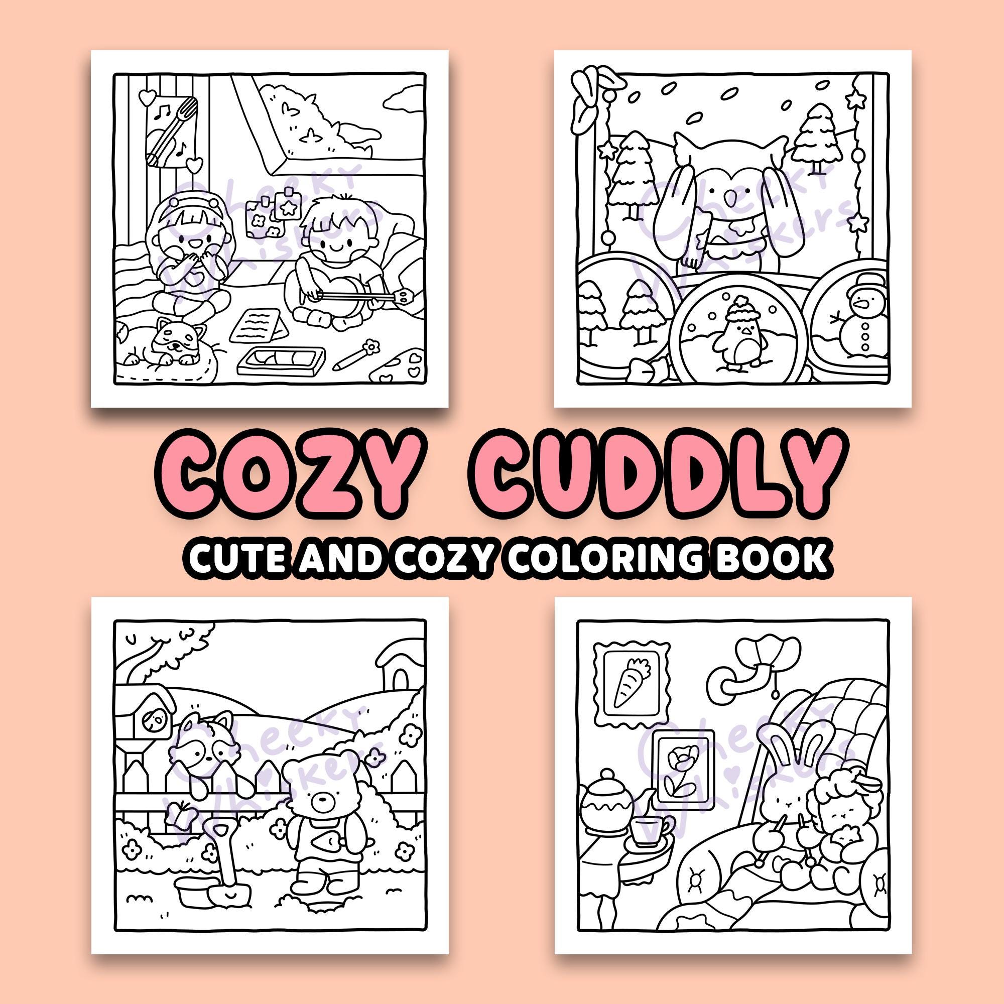 Cozy Cuddly Coloring Pages: Super Cute and Cuddly Characters in Cozy ...