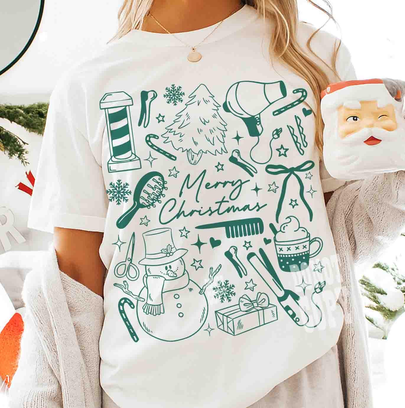 Merry Christmas Hair Salon PNG, Retro Hairstylist Holiday Design, Icon ...