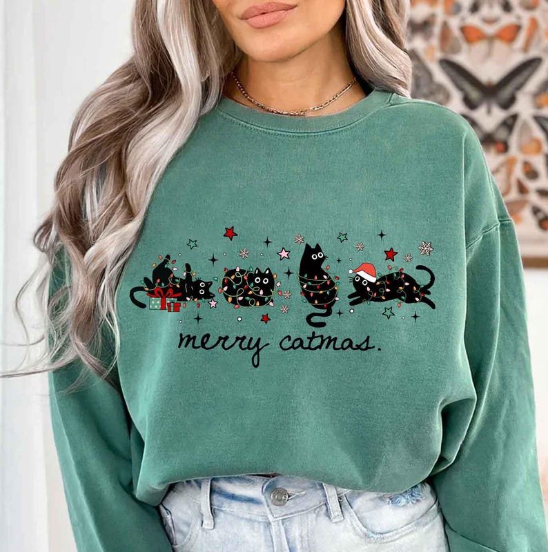 Merry Catmas PNG, Funny Christmas Cat Sublimation, Meowy Christmas Png ...