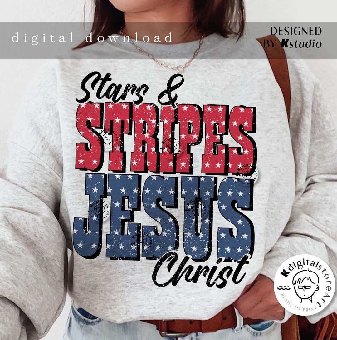 Retro Star & Stripes Jesus Christ Svg Png, 4h July Jesus, American 4th ...