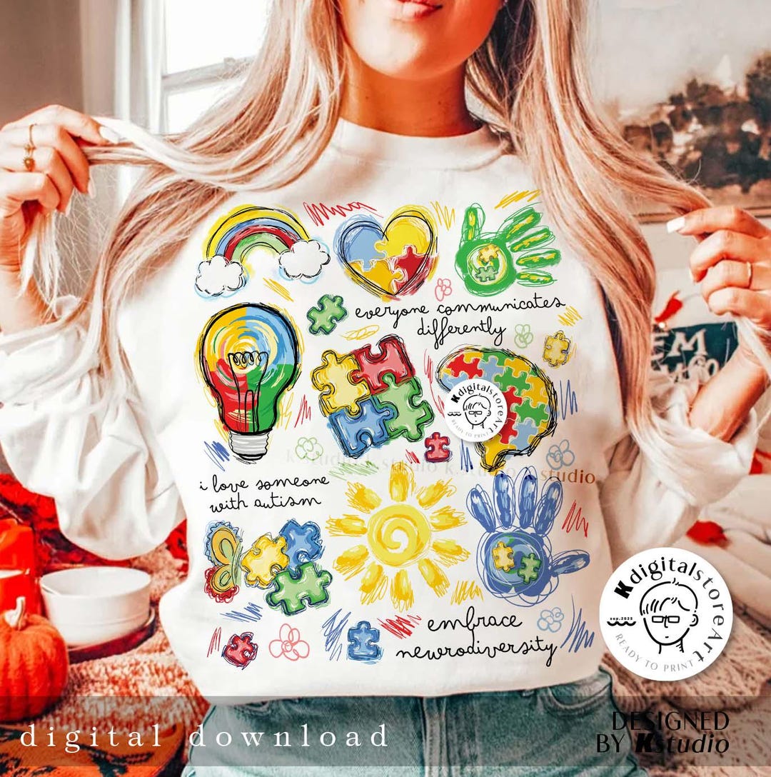 Cute Autism Awareness, April Wear Blue Autism, Colorful Autism Puzzle ...