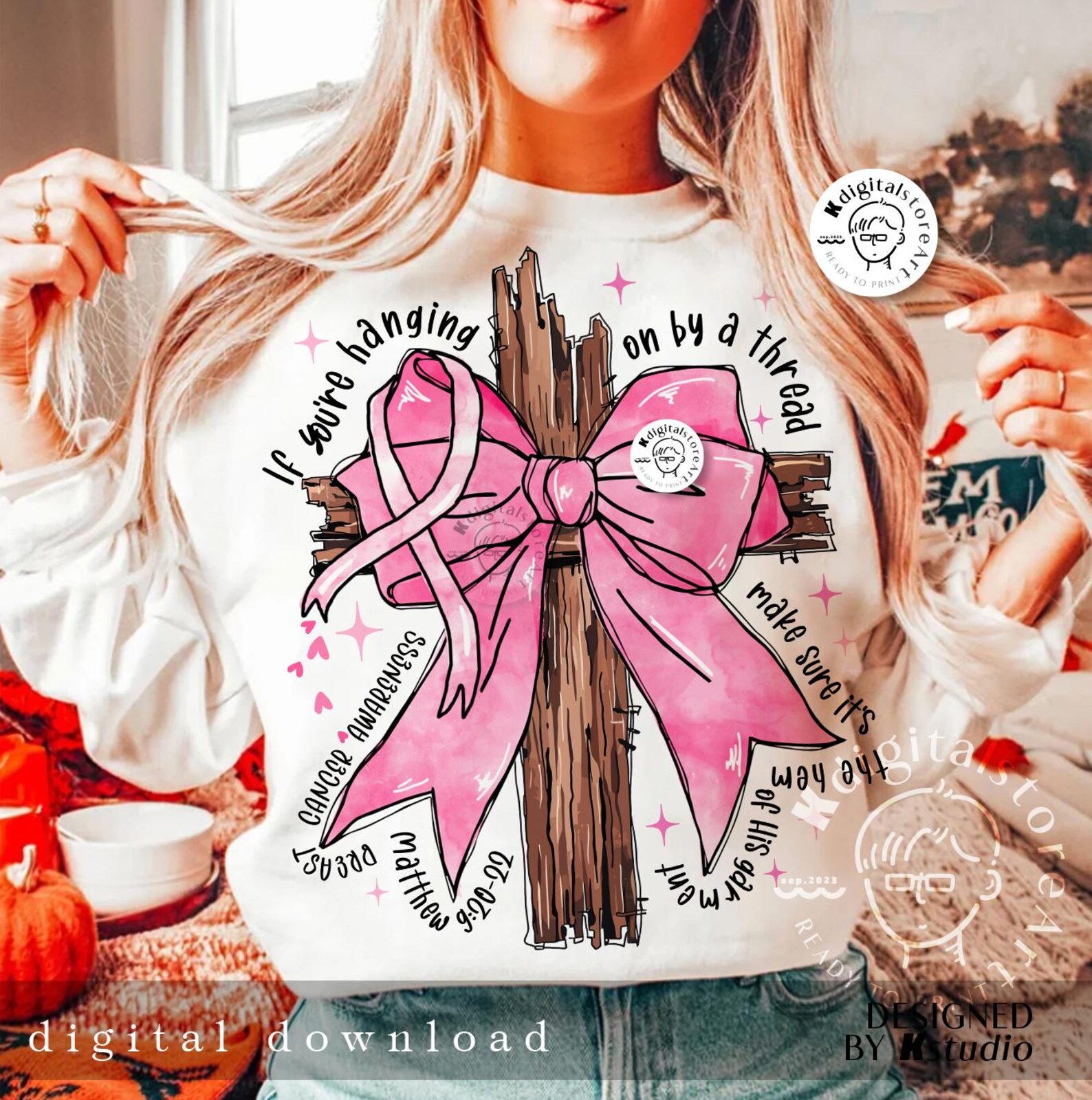 Jesus Pink Bow Cross Breast Cancer, Breast Cancer Awareness Shirt ...