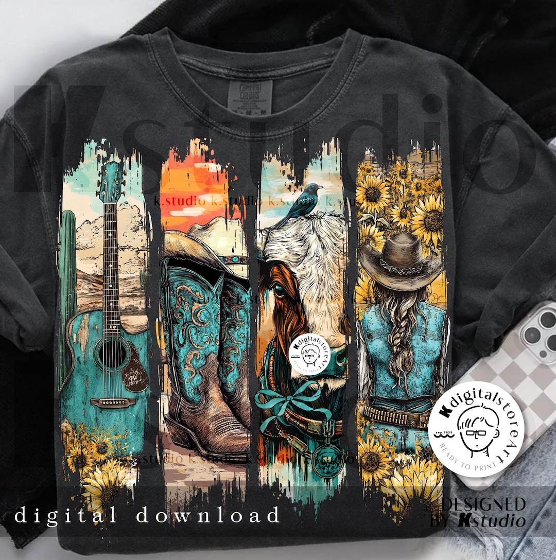 Western Cowgirl Png, Sunflower Cowgirl Png, Cowboy Boots, Cow Texas ...