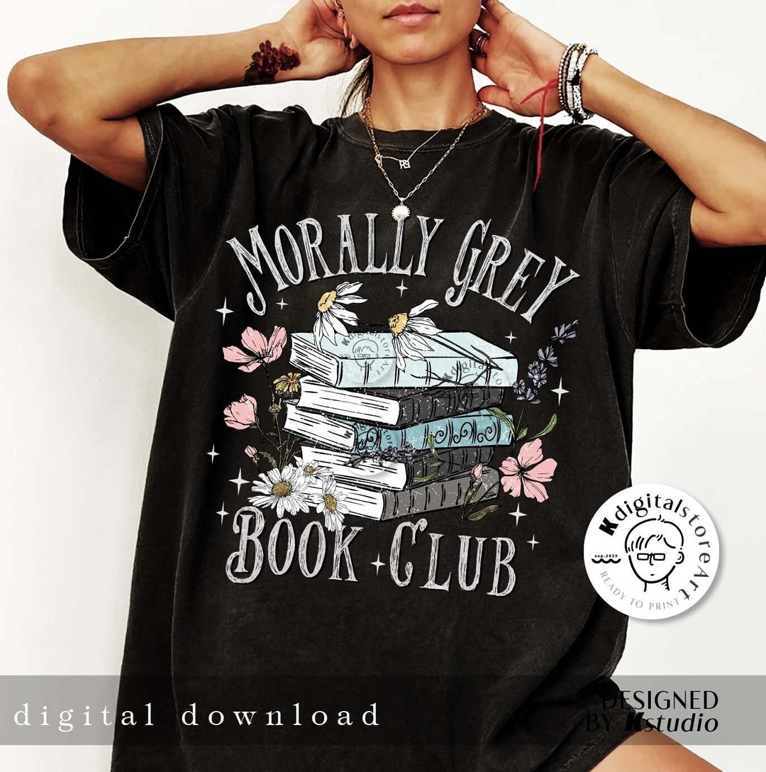 Morally Grey Book Club Png, Book Png Design, Book Lover Png, Retro ...