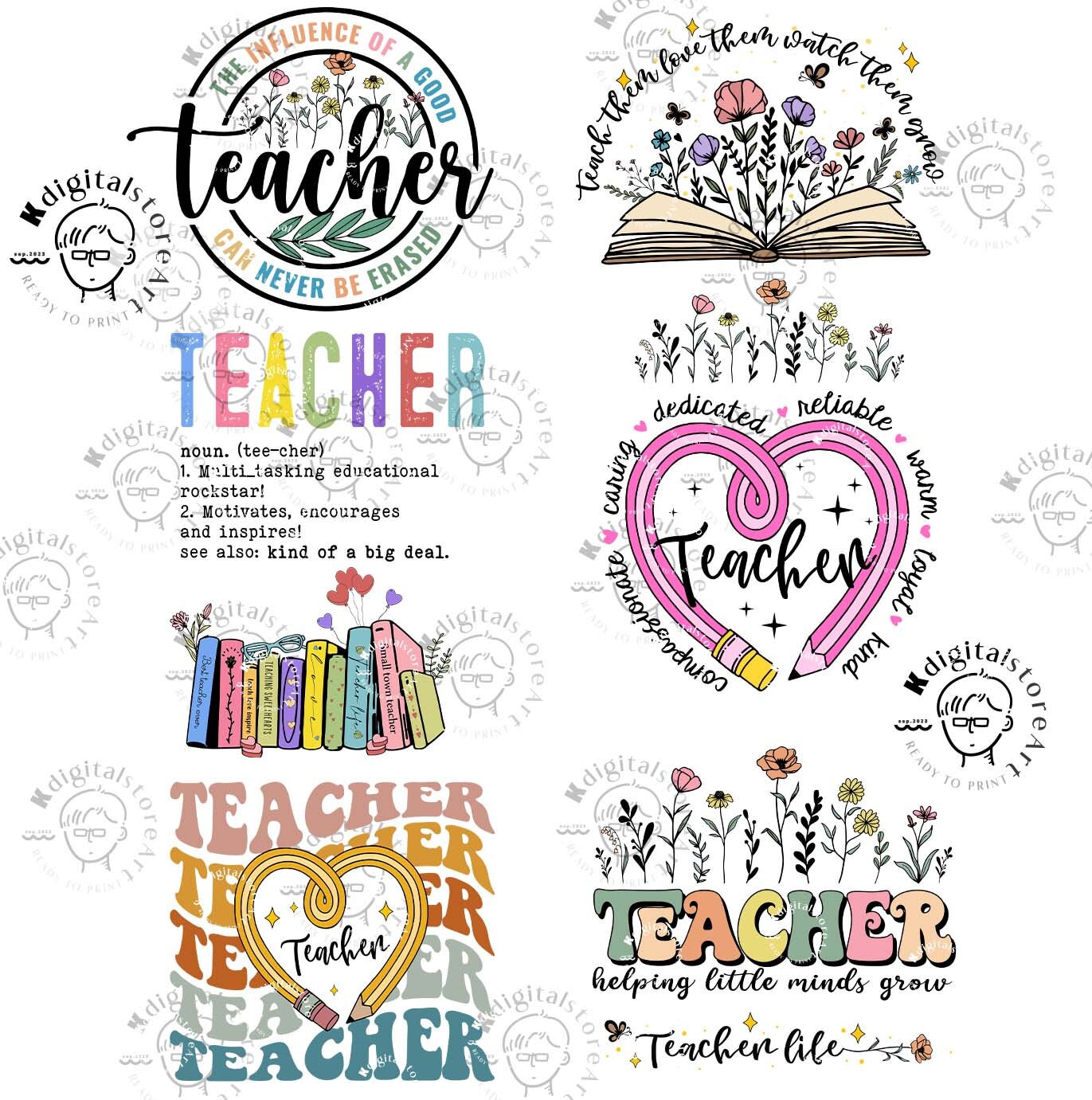 Retro Teacher Bundle Png, Retro Png Bundle Shirt, Teacher Shirt ...
