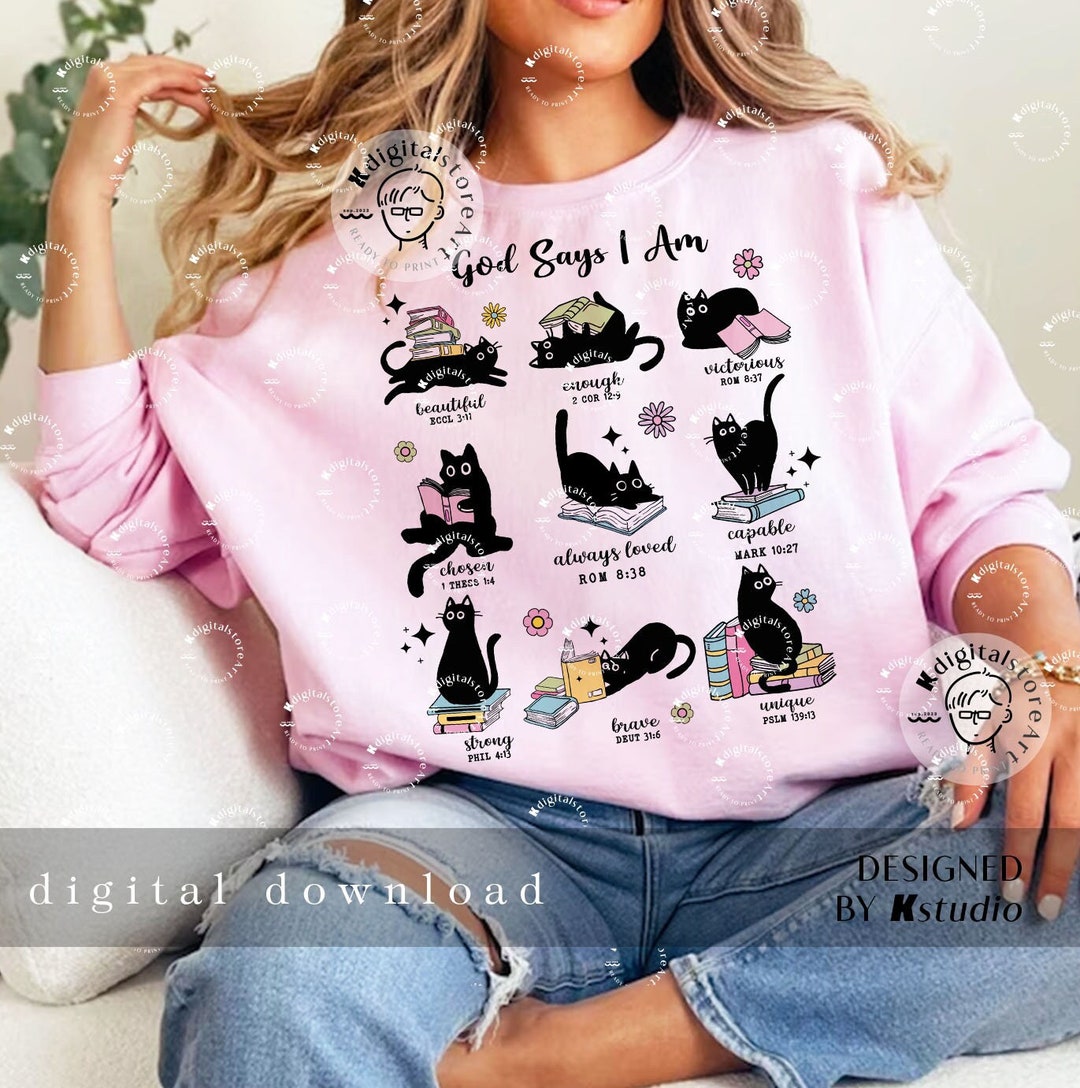 Cat and Book Bible, God Say I Am, Bible Cat Png, Jesus Bible Png, Jesus ...