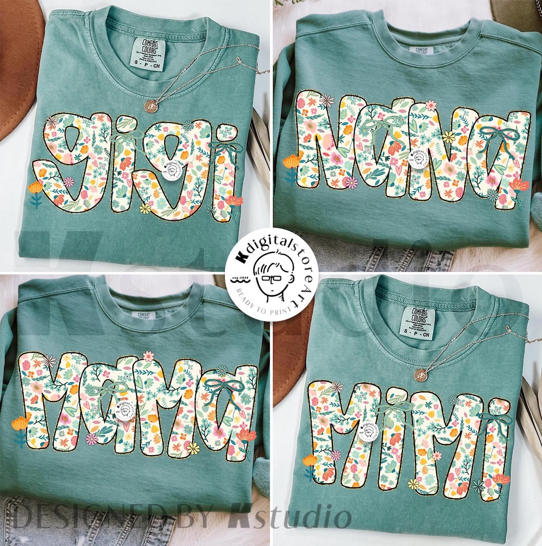 Preppy Floral Mama Gigi Mimi Nana Bundle, Mothers Day Png, Family ...