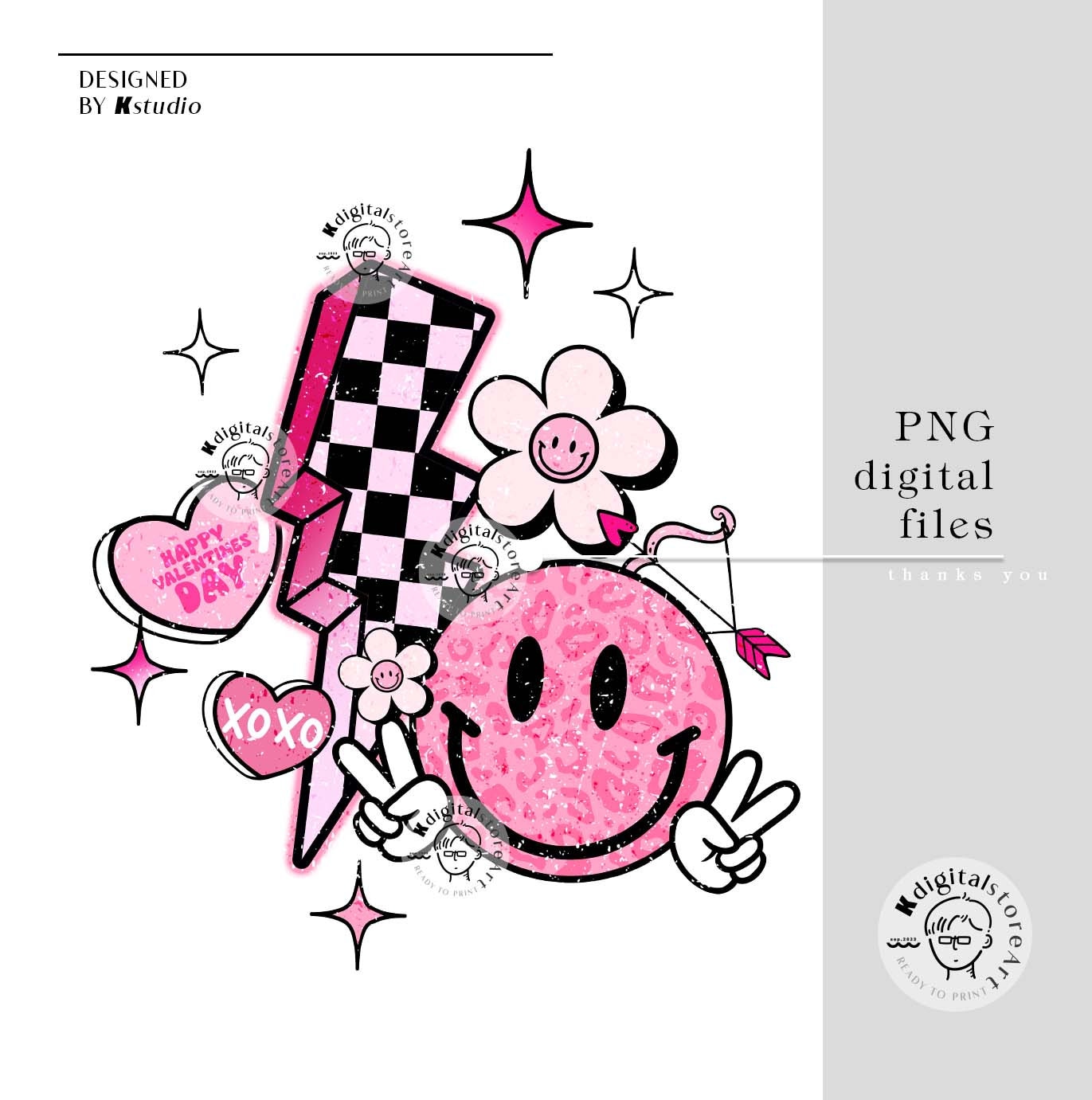 Retro Valentine PNG, Heart Love Smile Png, Groovy Valentines Checkered ...
