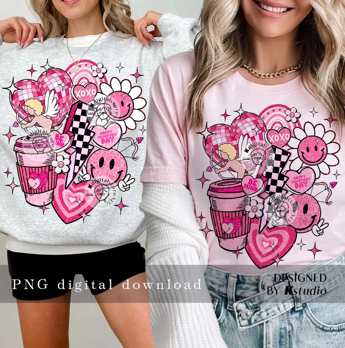 Retro Valentine PNG, Heart Love Smile Png, Groovy Valentines Checkered ...