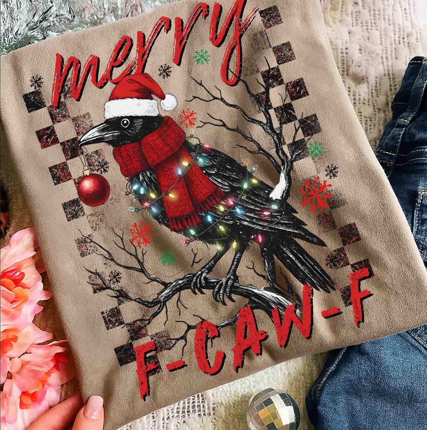 Crow Raven Christmas PNG, F-CAW-F Funny Christmas Png, Dark Bird Design ...