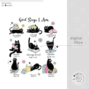 Cat and Book Bible, God Say I Am, Bible Cat Png, Jesus Bible Png, Jesus ...