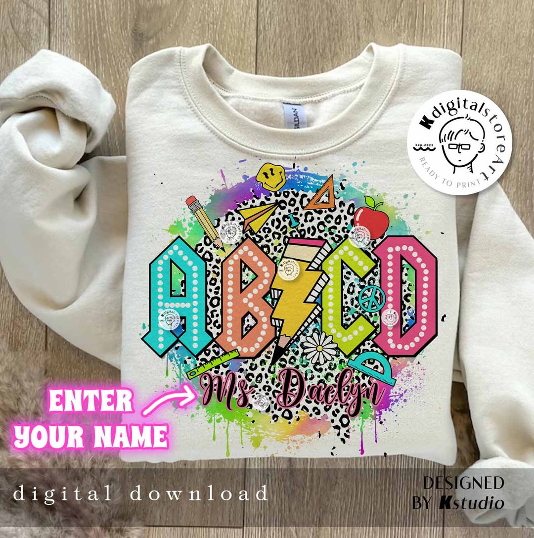 ABCD Teacher Custom Png, Teacher Name Png, Teacher Shirt Design, ABCD ...