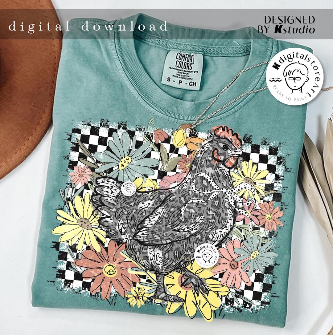 Checkerboard Wildflower Chicken Png, Wildflower Chicken Png, Chicken ...
