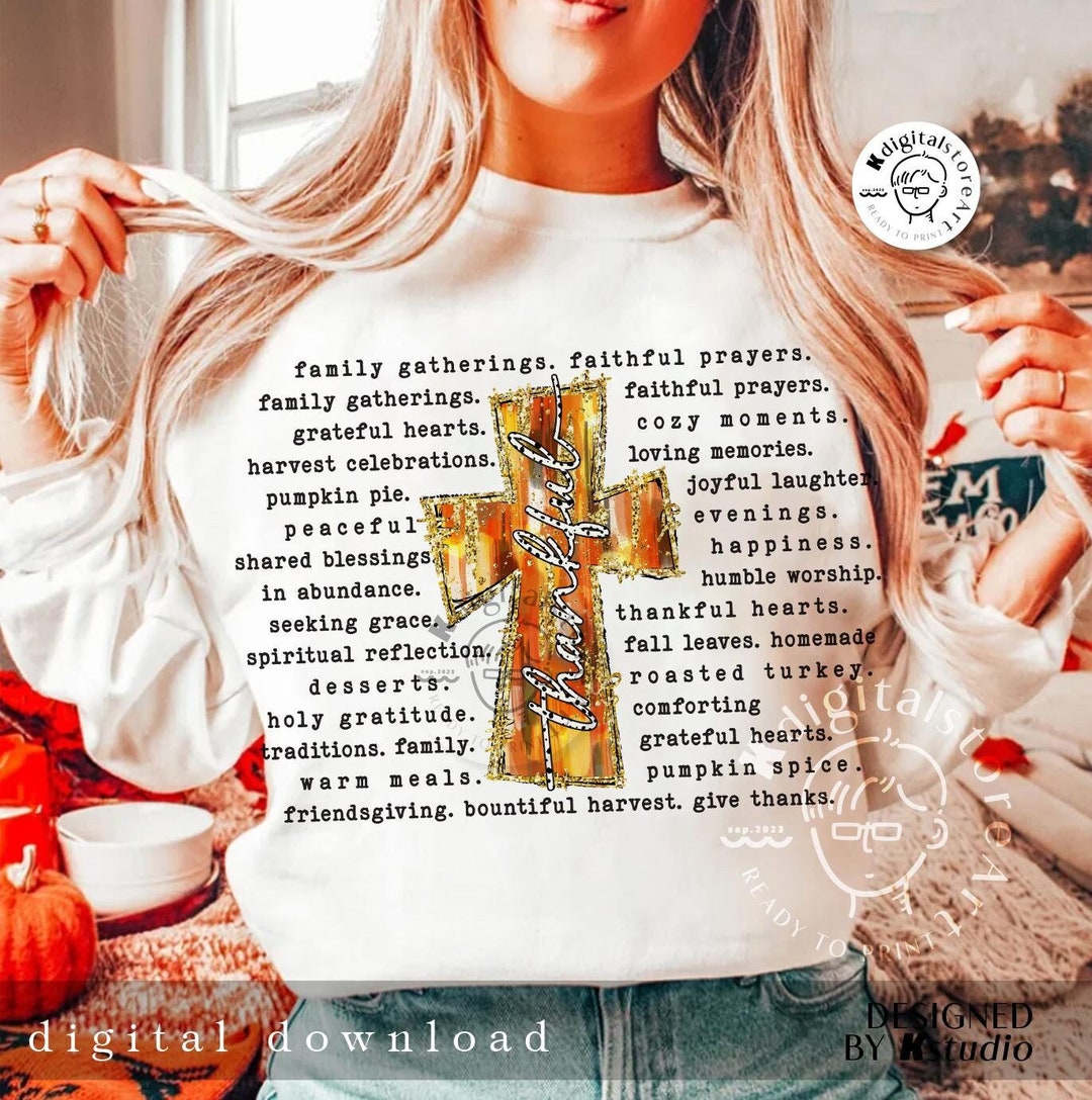 Glitter Thankful Cross Bow Png, Thanksgiving PNG, Give Thanks Jesus ...