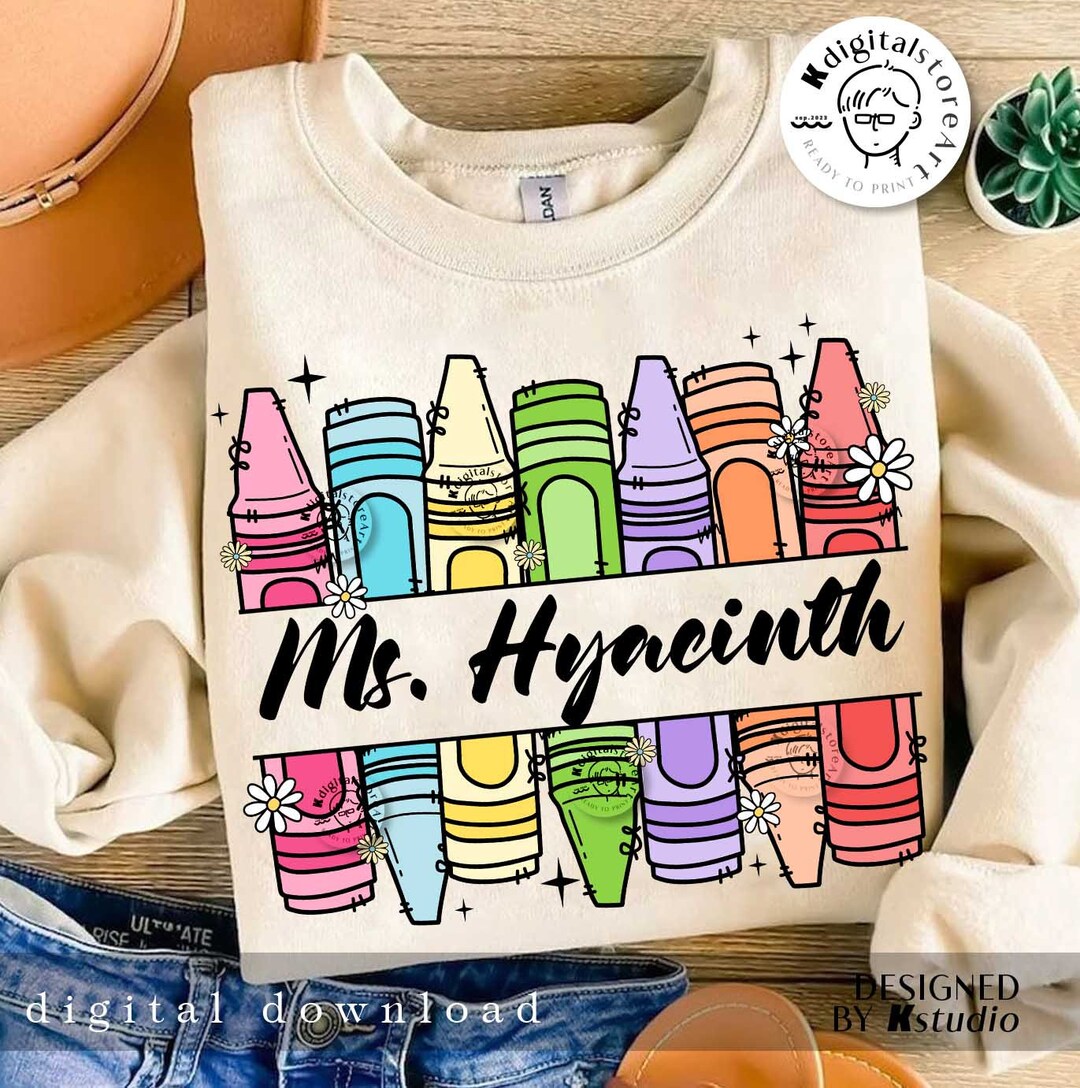 Retro Crayon Teacher Name Custom Design, Custom Name of Teacher Png ...