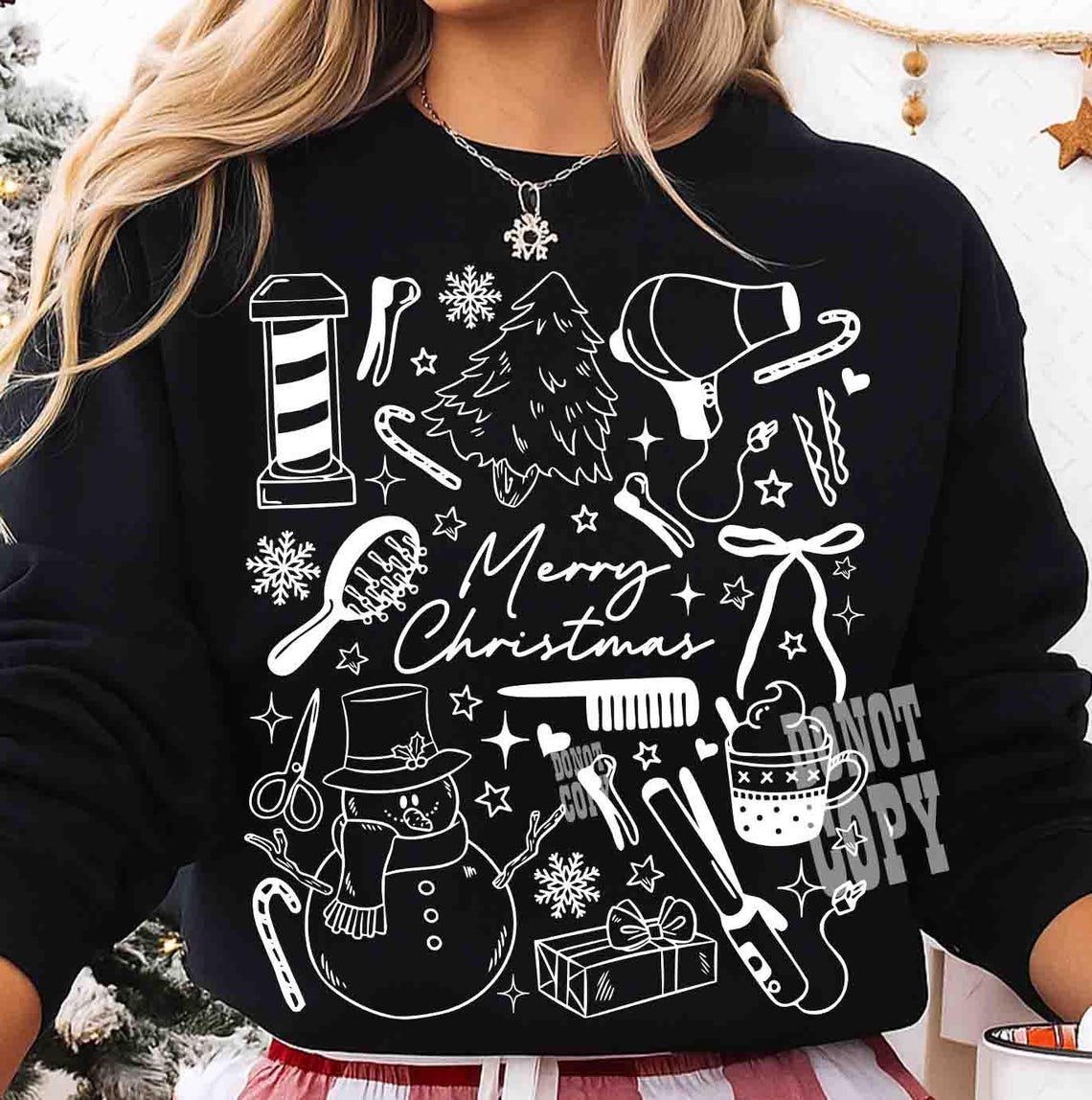 Merry Christmas Hair Salon PNG, Retro Hairstylist Holiday Design, Icon ...