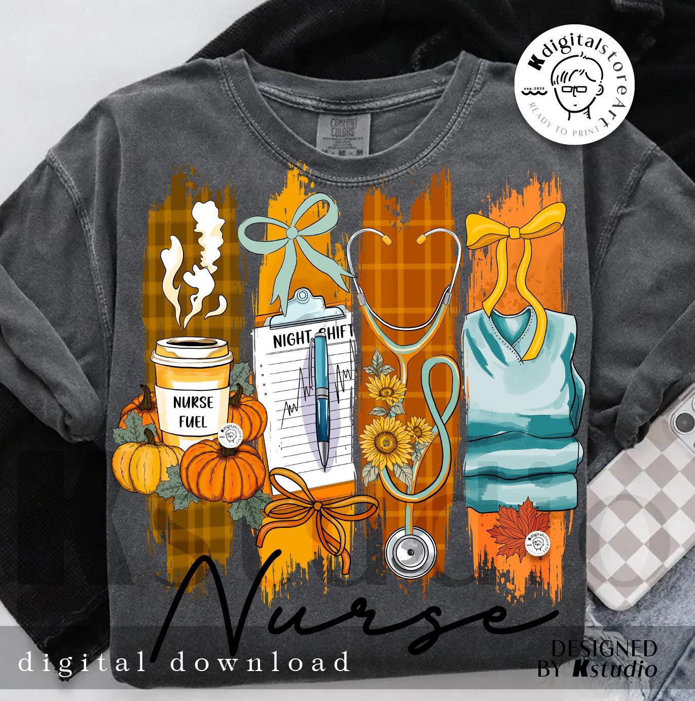 Trendy Fall Nurse PNG, Autumn Nursing Png, Brush Stroke Fall Nuse, Fall ...