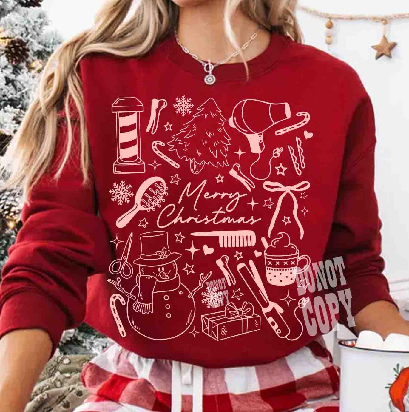 Merry Christmas Hair Salon PNG, Retro Hairstylist Holiday Design, Icon ...