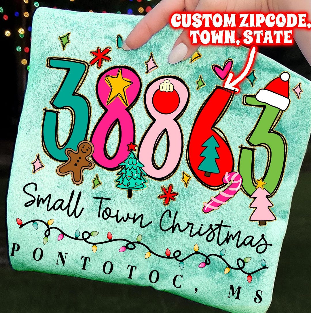 Custom Preppy Christmas Zipcode PNG, Retro Small Town Christmas PNG ...