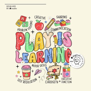 Play is Learning Teacher Era Png, Back to School Png, Kindergarten ...
