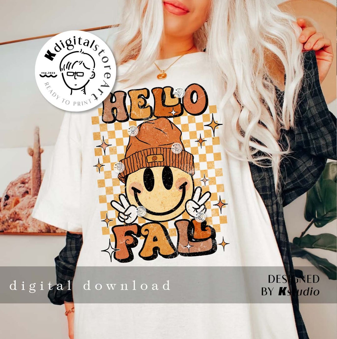 Hello Fall Png, Fall Smiley PNG, Funny Fall Shirt Png, Fall Vibes Png ...