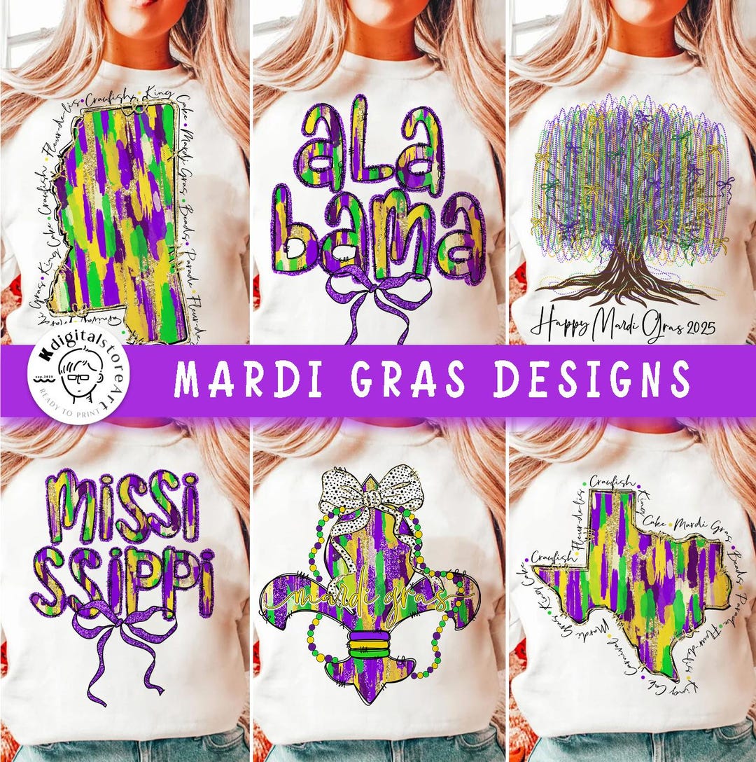 Mardi Gras Bundle Png, Fat Tuesday, Brush Stroke Mardi Gras Bundle Png ...