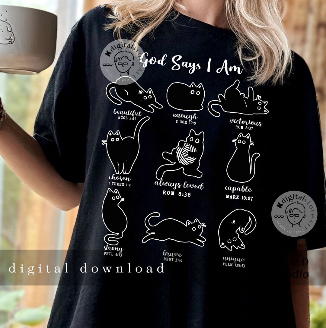 Cat and Book Bible, God Say I Am, Bible Cat Svg Png, Jesus Bible Png ...