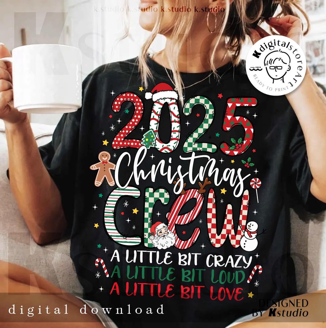 Preppy Christmas Crew 2025 PNG, Funny Family Matching Xmas Shirt Design ...
